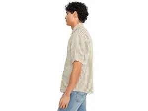 Vince Ballston Stripe Short Sleeve Hemp Shirt Clothing Parchment/coastal Stripe