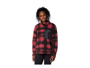 Columbia West Bend 1/4 Zip Ii Fleece Jacket With Checked Print And Kangaroo Pocket