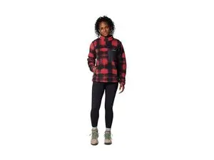 Columbia West Bend 1/4 Zip Ii Fleece Jacket With Checked Print And Kangaroo Pocket