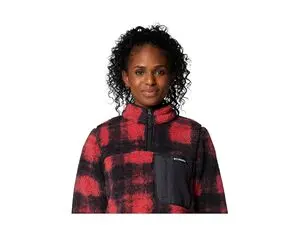 Columbia West Bend 1/4 Zip Ii Fleece Jacket With Checked Print And Kangaroo Pocket