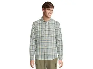 Columbia Wild Cast Flannel Shirt T Shirt Crushed Blue Backwater Tartan - White