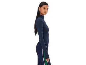 Splits59 Stevie Active Rib Half Zip Waist Length Top - Navy