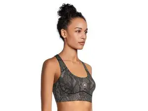 Adidas By Stella McCartney Power Impact Training Bra Medium Support Printed Bra Charcoal Black - Gray