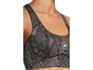 Adidas By Stella McCartney Power Impact Training Bra Medium Support Printed Bra Charcoal Black - Gray