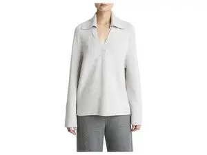 Vince Oversized Wool Cashmere Polo Sweater - Gray
