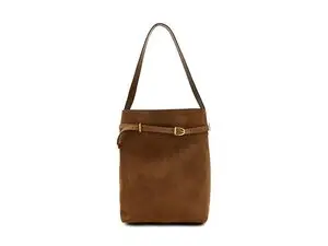 Madewell Essential Belted Bucket Tote In Suede - Brown