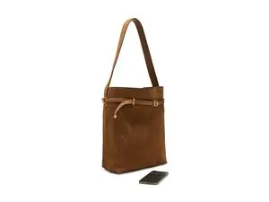 Madewell Essential Belted Bucket Tote In Suede - Brown