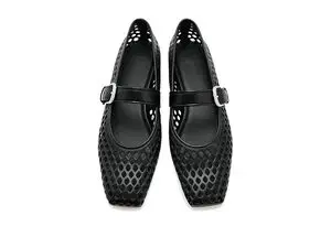 Vince Daniela Perf Mary Jane Flat Shoes - Black