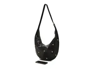 Madewell Essential Curve Shoulder Bag In Studded Suede - Black
