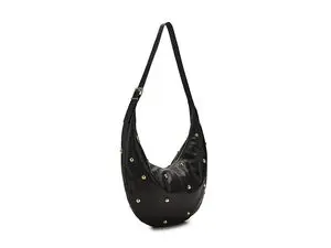 Madewell Essential Curve Shoulder Bag In Studded Suede - Black