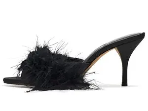 Vince Camuto Paelly Feather High Heel Mule Sandals - Black