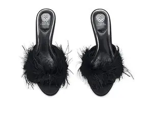 Vince Camuto Paelly Feather High Heel Mule Sandals - Black