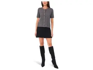 Vince Camuto Short Sleeve Cardigan Sweater - Gray