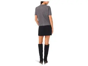 Vince Camuto Short Sleeve Cardigan Sweater - Gray