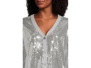 Vince Camuto Sequined V-neck Cardigan - Gray