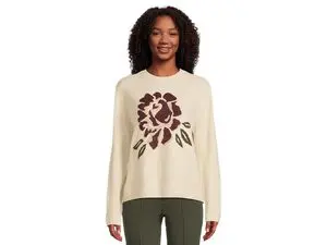 Vince Camuto Rose Crew Neck Pullover - Bone