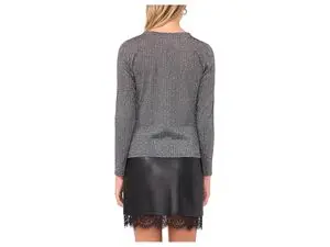 Vince Camuto Crew Neck Long Sleeve Top - Black
