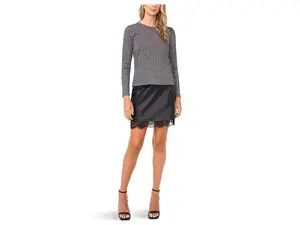 Vince Camuto Crew Neck Long Sleeve Top - Black