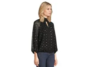 Vince Camuto Mock Neck Printed Long Sleeve Blouse