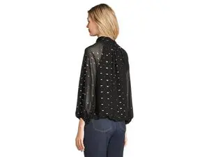 Vince Camuto Mock Neck Printed Long Sleeve Blouse