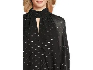 Vince Camuto Mock Neck Printed Long Sleeve Blouse