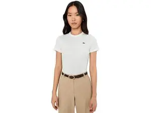 Lacoste Slim Fit Ribbed Cotton T-shirt - Flour
