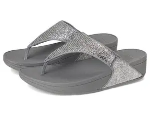 Fitflop FitFlop Lulu Crinkled-Shimmer Wedge Sandals Silver