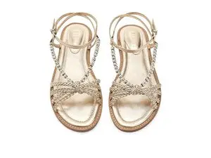 Schutz Adele Glam Flat Sandals - Silver