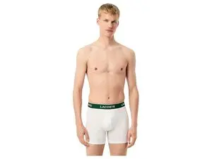 Lacoste Cotton Stretch Essentials Boxer Briefs 3-pack Underwear /white/grey Chine - Gray