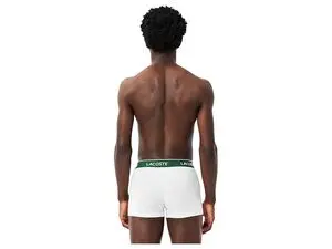 Lacoste Cotton Stretch Essentials Trunks 3-pack Underwear /white/lead Grey - Black