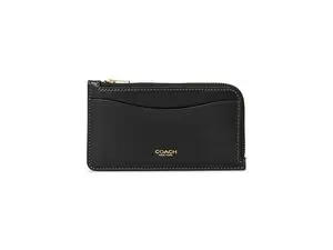 COACH Small Zip Card Case Wallet Handbags Leather/polyester - Black