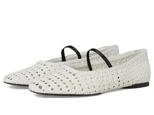 Vince Vivian Weave Leather Ballet Flats - White