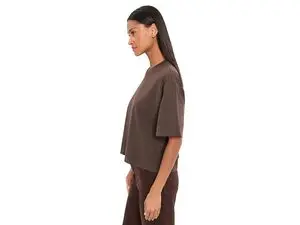 Madewell Boxy Crop T-shirt In Cotton Jersey - Brown
