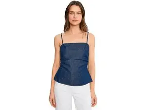 Madewell Square Neck Spaghetti Strap Top With Smocked Waist - Navy