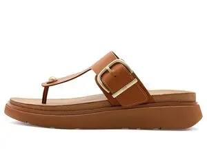 Fitflop Gen-ff Buckle Leather Toe-post Wedge Sandals - Tan