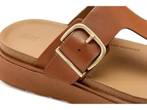 Fitflop Gen-ff Buckle Leather Toe-post Wedge Sandals - Tan
