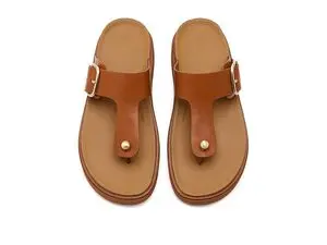 Fitflop Gen-ff Buckle Leather Toe-post Wedge Sandals - Tan