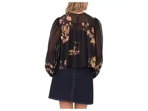 Vince Camuto Round Neck Floral Print Long Sleeve Top