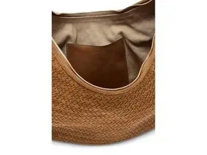 Madewell Essential Curve Shoulder Bag In Handwoven Suede - Brown