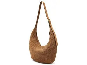 Madewell Essential Curve Shoulder Bag In Handwoven Suede - Brown