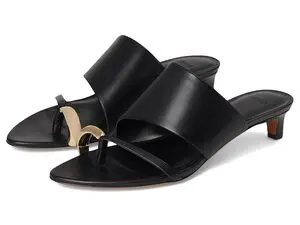 Vince Suzie Slide Sandals With Sculptural Kitten Heel And Gold-tone Ring Detail