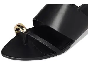 Vince Suzie Slide Sandals With Sculptural Kitten Heel And Gold-tone Ring Detail