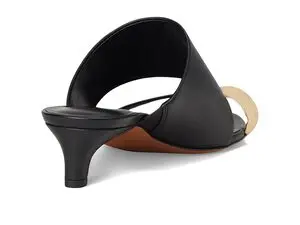 Vince Suzie Slide Sandals With Sculptural Kitten Heel And Gold-tone Ring Detail