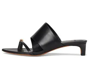 Vince Suzie Slide Sandals With Sculptural Kitten Heel And Gold-tone Ring Detail