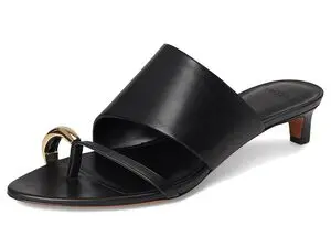 Vince Suzie Slide Sandals With Sculptural Kitten Heel And Gold-tone Ring Detail