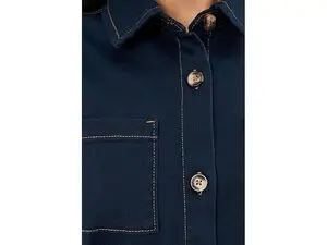Vince Camuto Sleeveless Collared Belted Shirt Dress - Navy