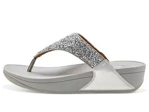 Fitflop Lulu Shimmerfoil Toe-thong Wedge Sandals - Silver