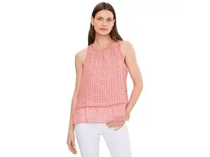 Vince Camuto Halter Neck Shell With Peplum Hem - Red