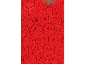 Vince Camuto Pointelle Knit V-neck Tank - Red