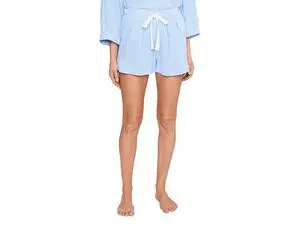 Eberjey Linen Blend Relaxed Fit Gingham Shorts - Blue
